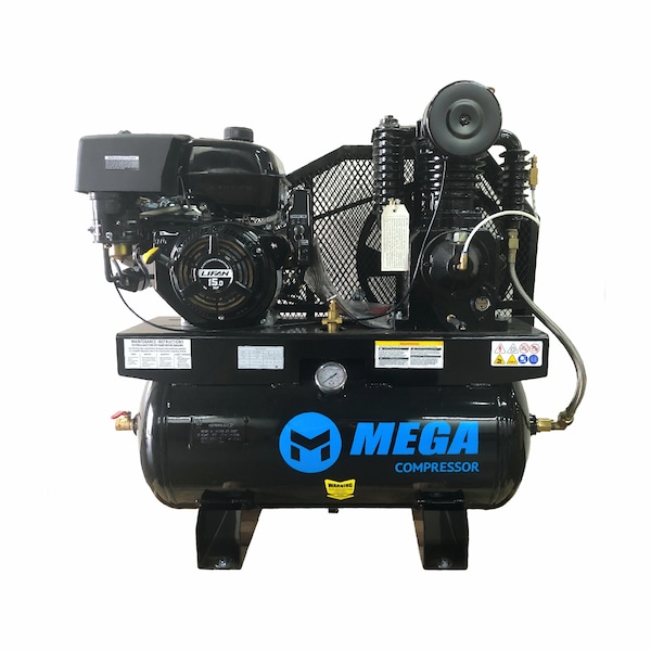 Mega Compressor 15HP LifanEngine 30Gal, TruckMount AirComp 18 CFM at 175PSI SideBySidePump MP ...